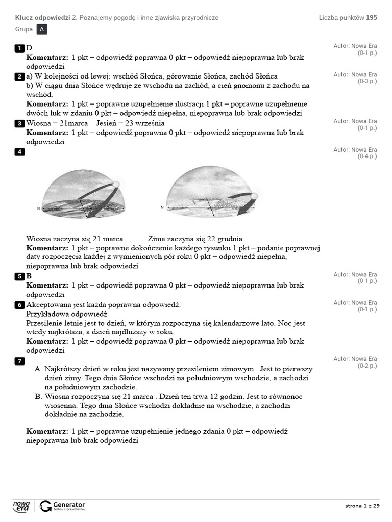 Poznajemy Pogodę I Inne Zjawiska Przyrodnicze Klucz Odpowiedzi | PDF