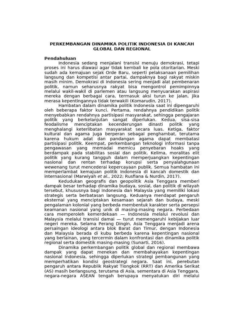 Dinamika Politik Indonesia di Kancah Global | PDF