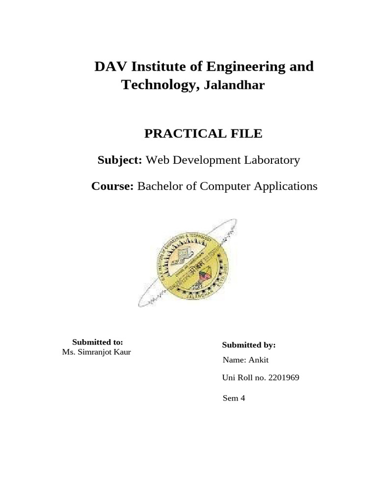 Web Development Lab Practical File | PDF