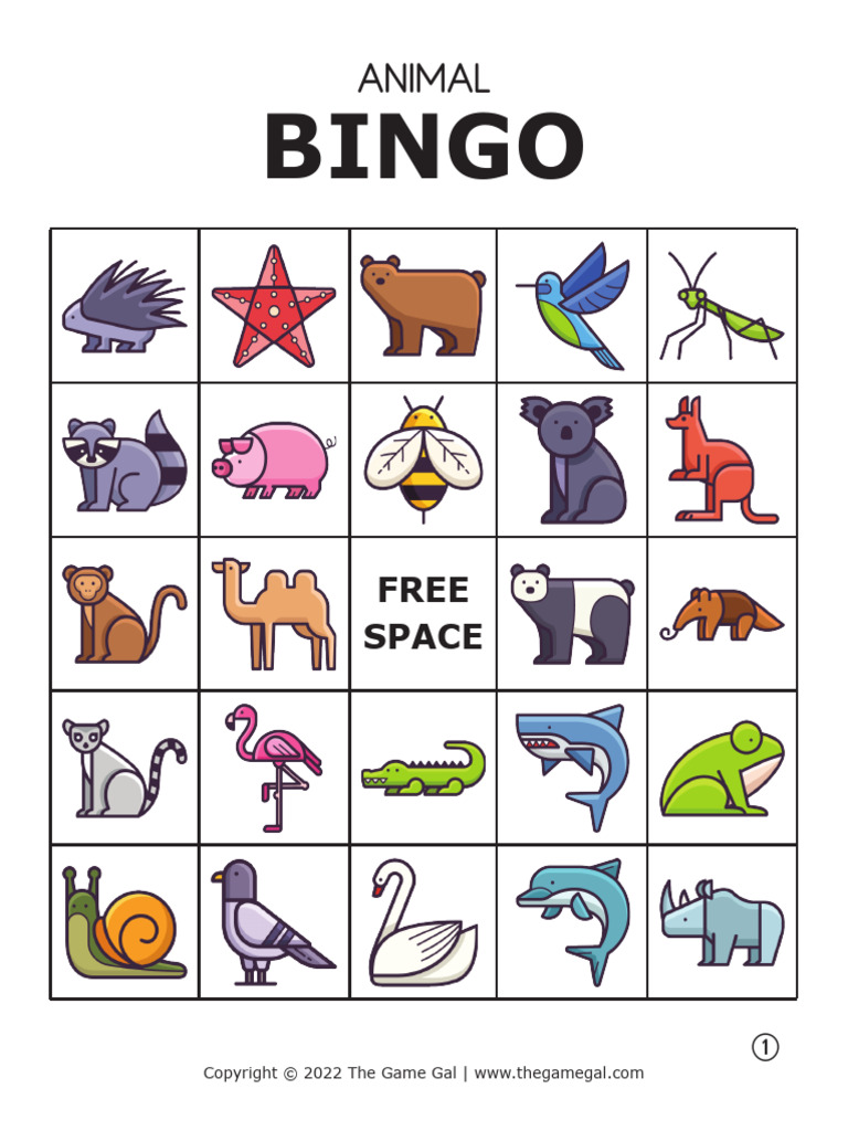 Free Animal Bingo Cards | PDF | Gambling Games | Games Of Chance