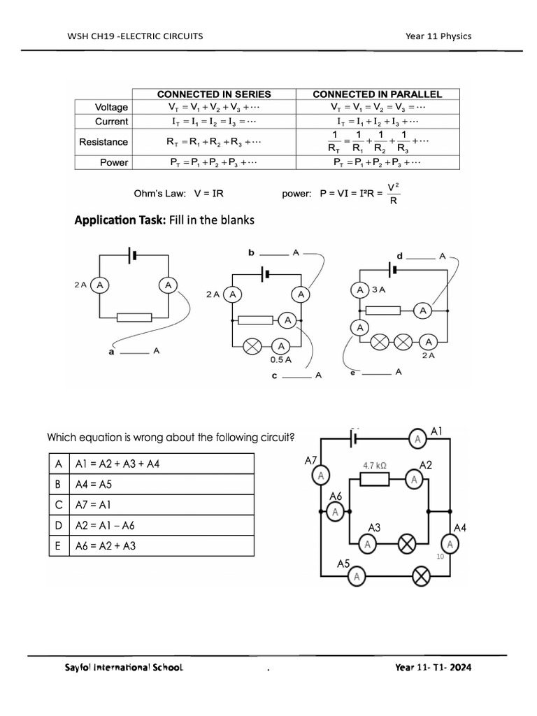WS CH19 Circuit Diagram Igcse Physics | PDF | Technology & Engineering