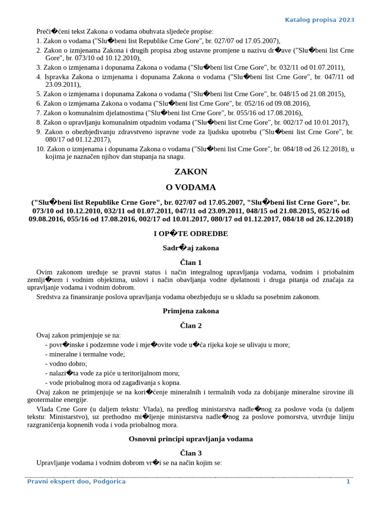 Zakon o Vodama 84-18 | PDF