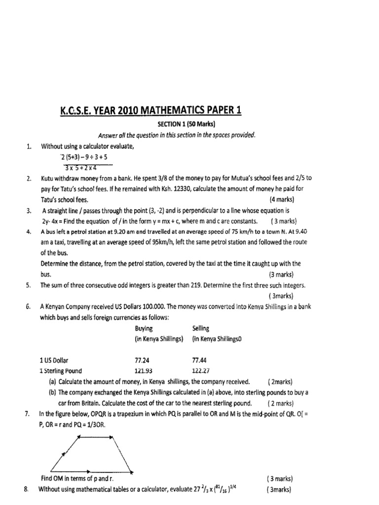 2010 Maths P1 Questions | PDF