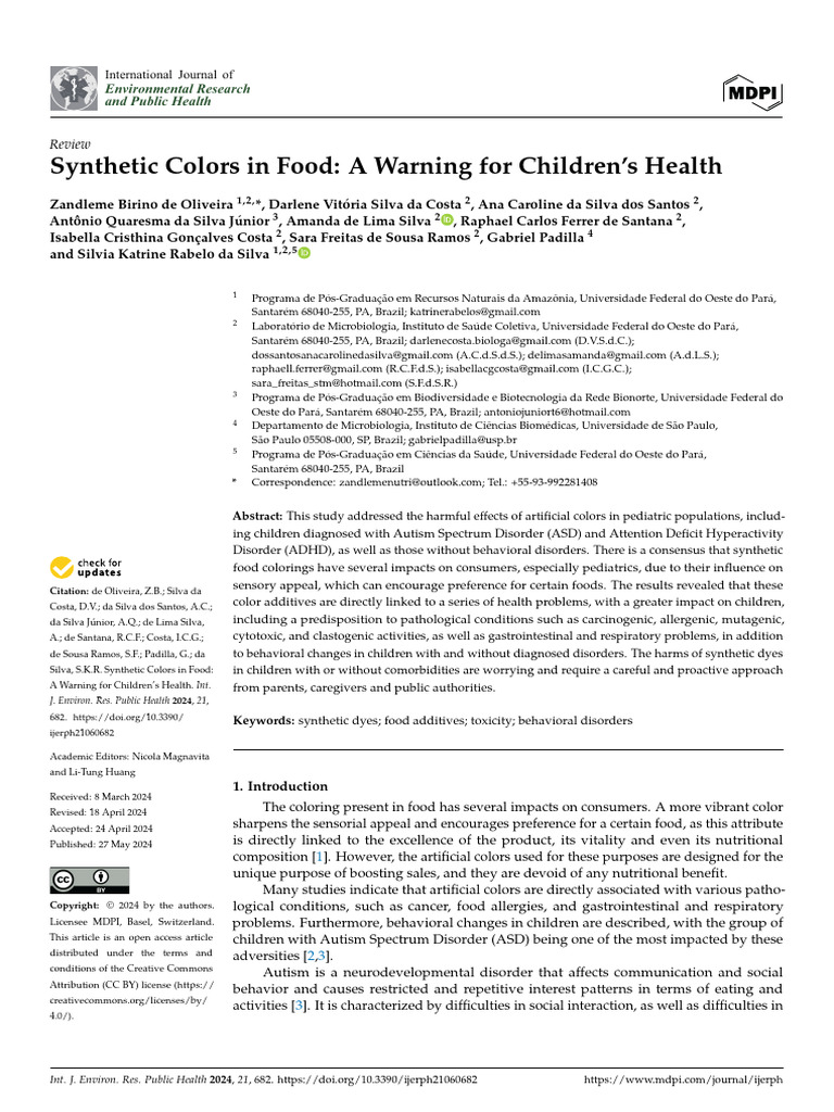 Silvia - Synthetic Colors in Food A Warning For Children's Health | PDF ...