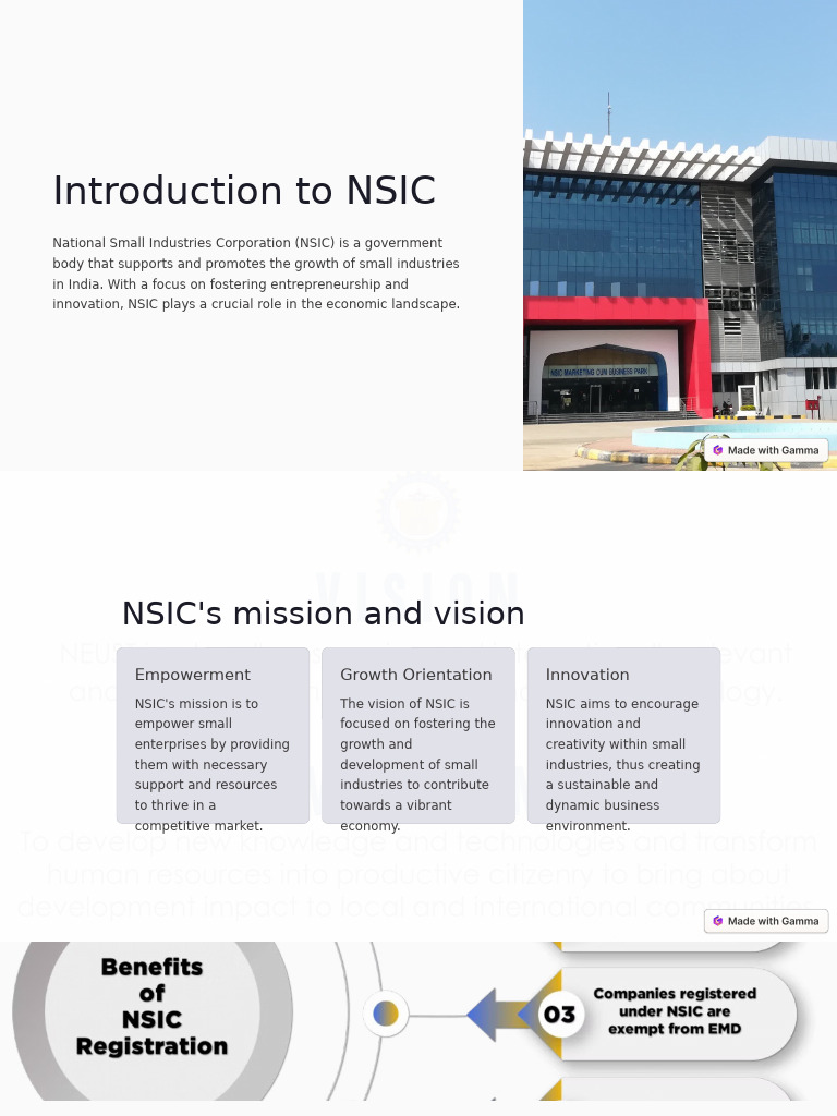 Introduction To NSIC | PDF | Economic Growth | Entrepreneurship