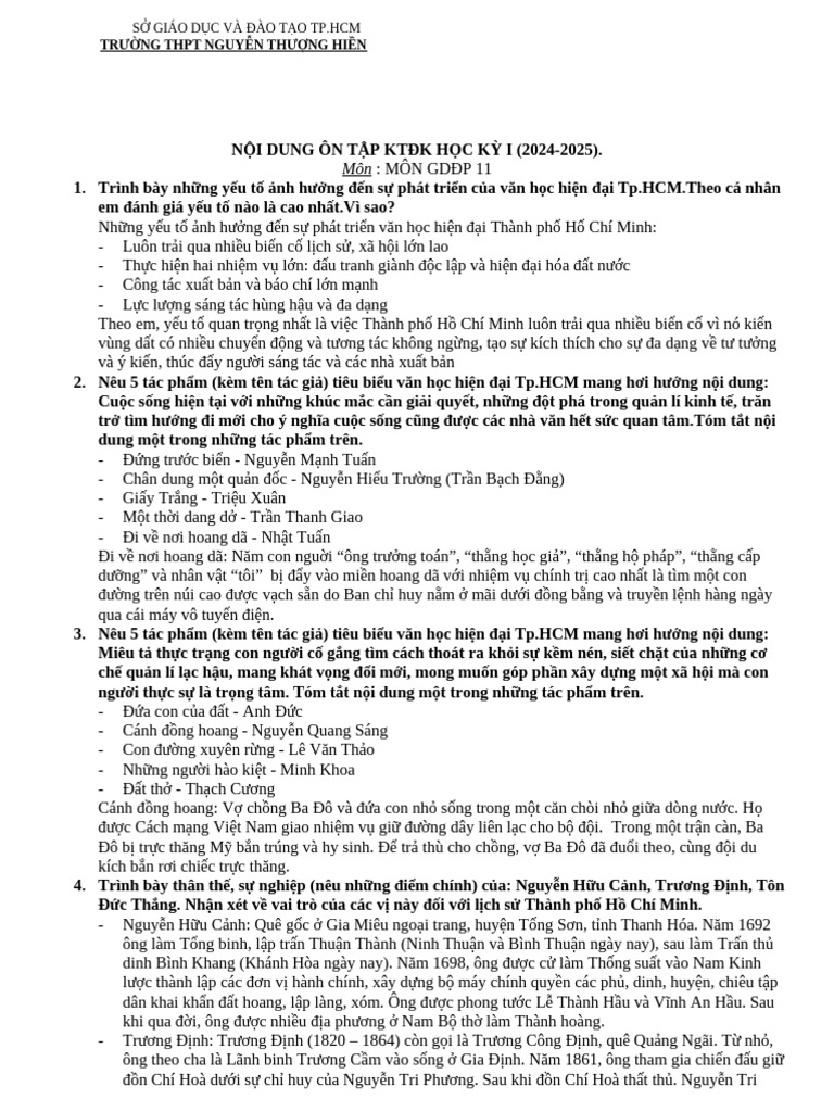 ND On Tap KTĐK HKI 2024-2025 | PDF