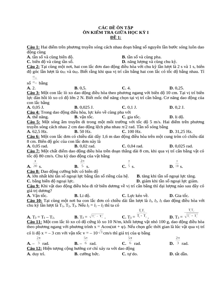 Các Đề Ôn Tập Ghki Khối 11 | PDF