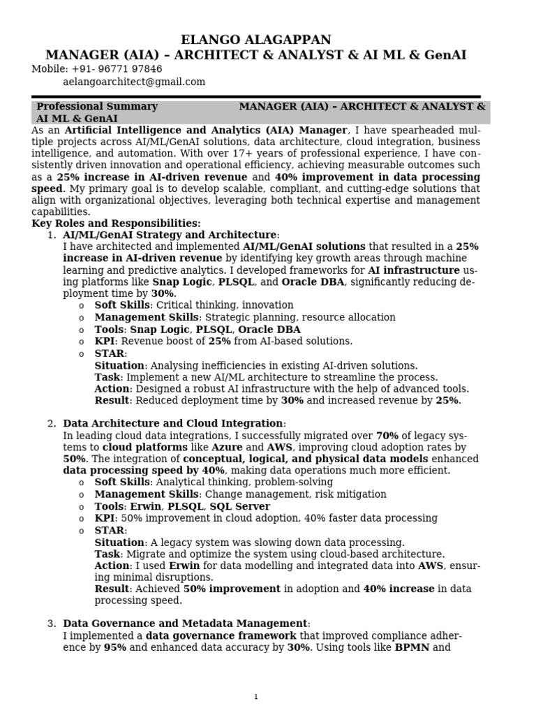 Elango Alagappan Detail Resume | PDF | Machine Learning | Artificial Intelligence