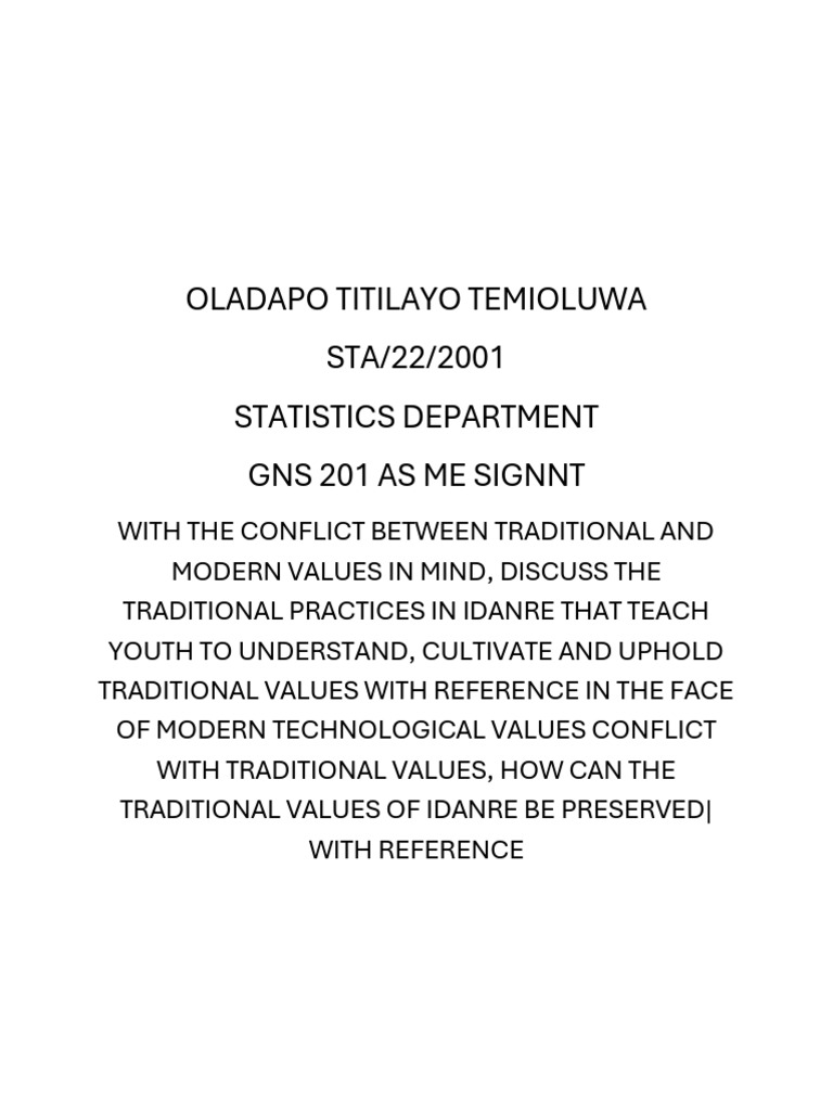 Preserving Idanre's Traditional Values | PDF | Cultural Heritage