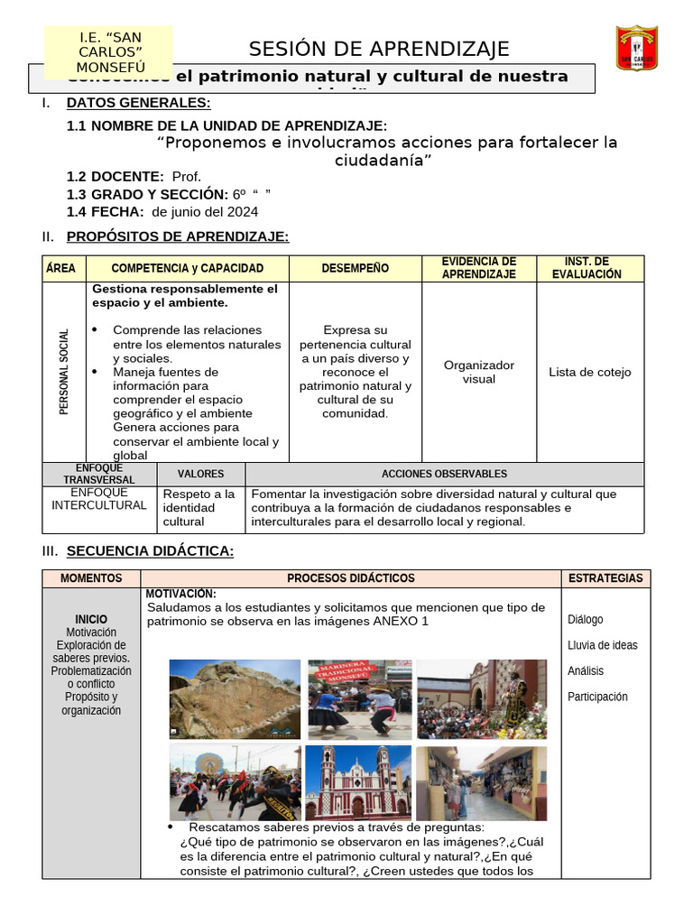 2 JULIO 6C Conocemos El Patrimonio Natural y Cultural de Nuestra ...