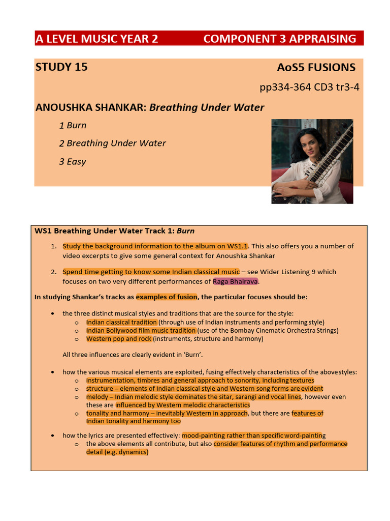 WS1 Study 15 Anoushka Shankar Burn | PDF | Harmony | Performing Arts