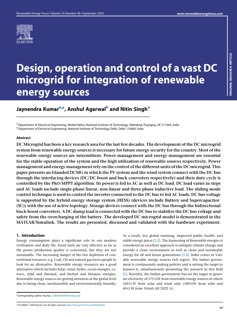 DC Microgrid Design for Renewables | PDF | Photovoltaics | Photovoltaic System