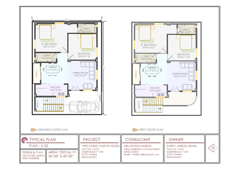 1200 SQ FT Duplex House Plan | PDF