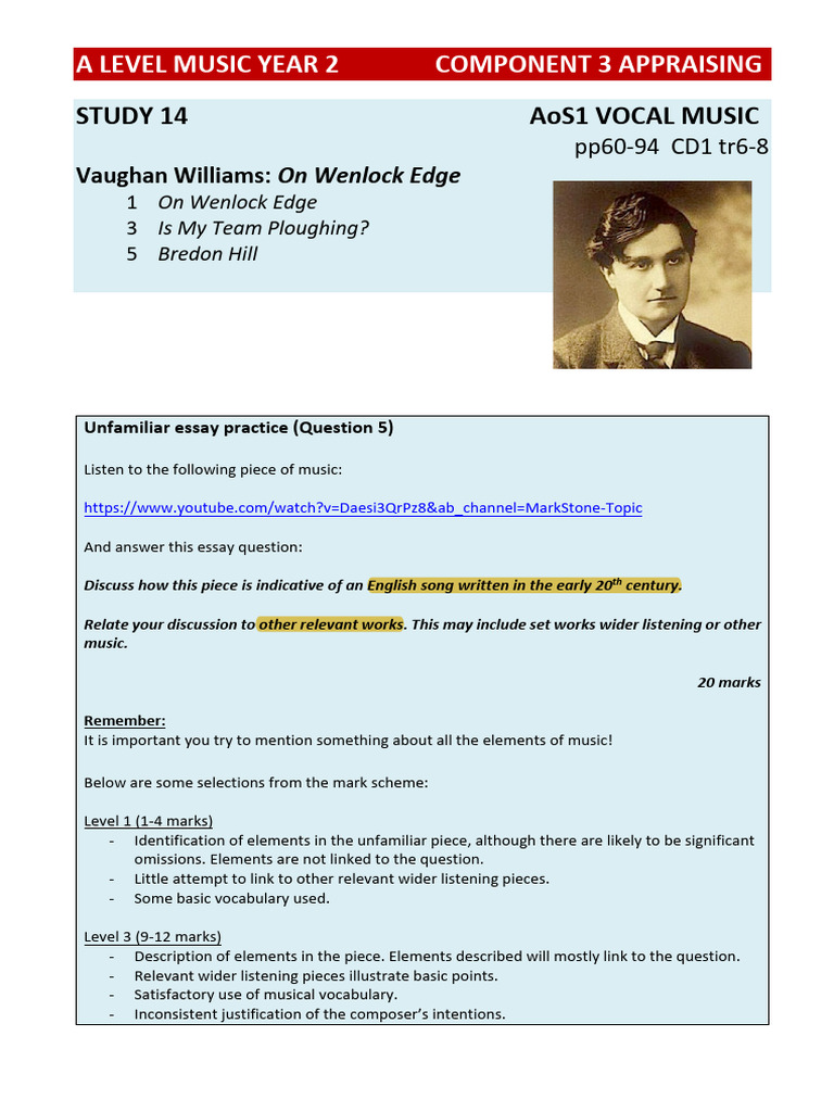 WS6 Study 14 Vaughan Williams On Wenlock Edge | PDF