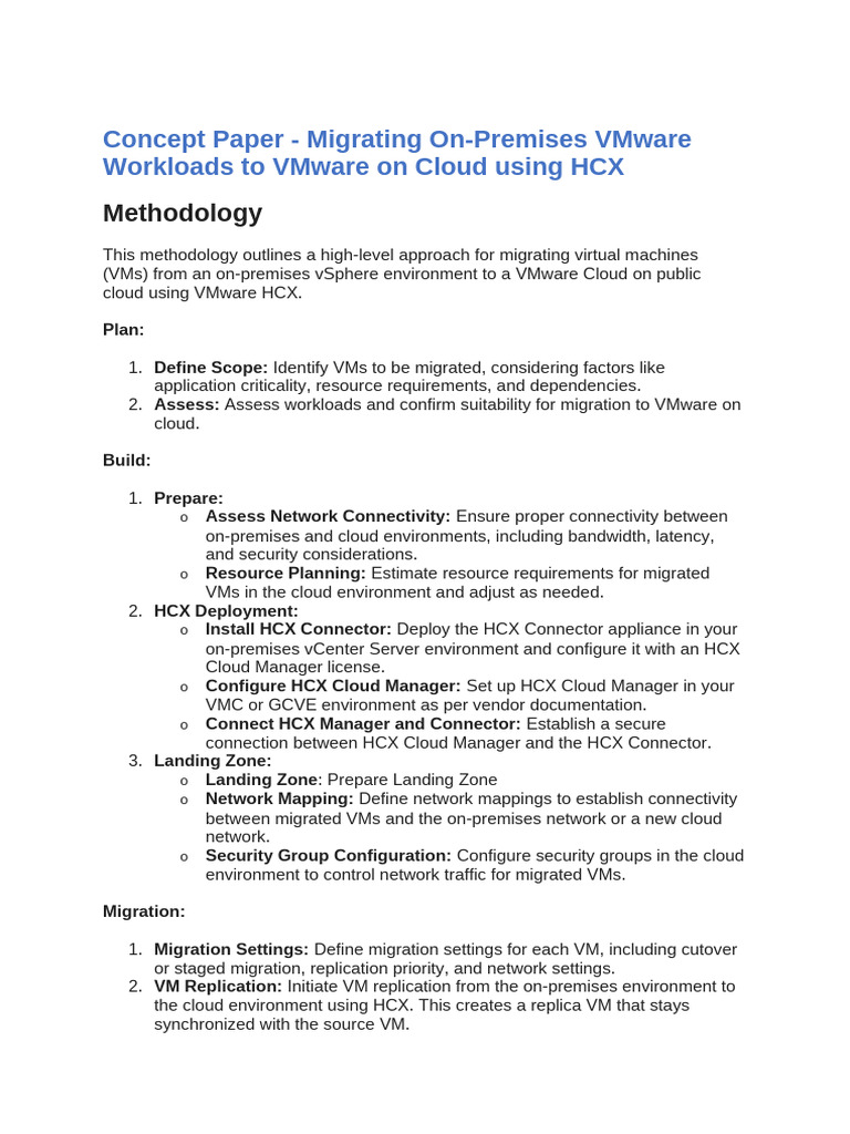 VMware Migration Concept Paper v1.1 | PDF | Virtual Machine | Cloud Computing