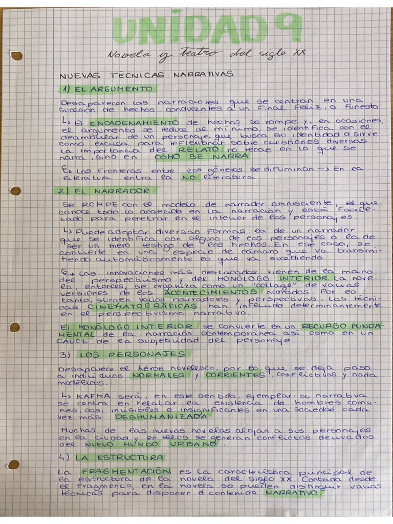 Libreta Tema 9 Literatura Lucia Busca Grau 1a Bach | PDF