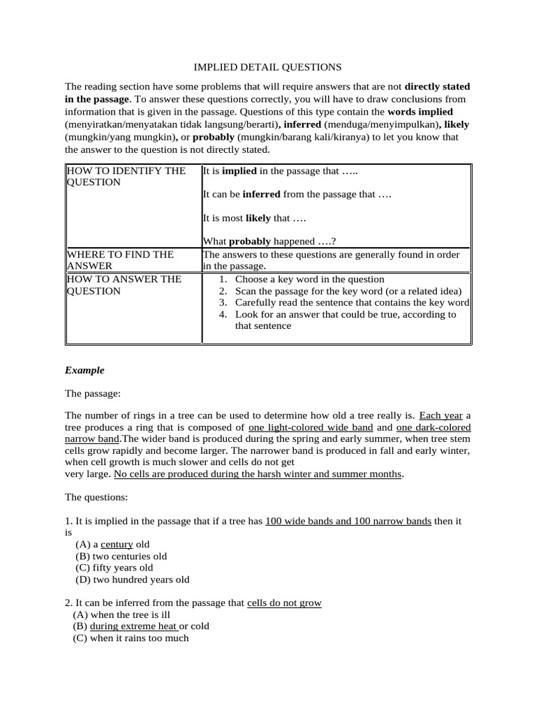 Implied Detail Questions | PDF | Philosophy | Language Arts & Discipline