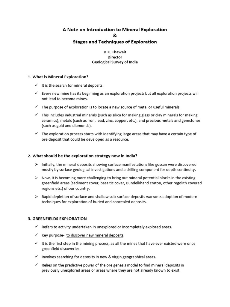 Stages and Techniques of Exploration 17.11.2024 | PDF | Mining ...