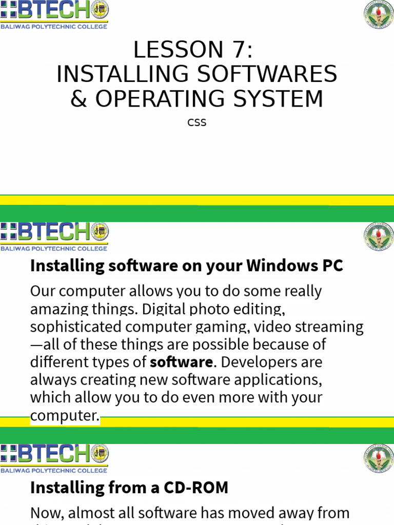 LESSON 7 Installing Softwares | PDF
