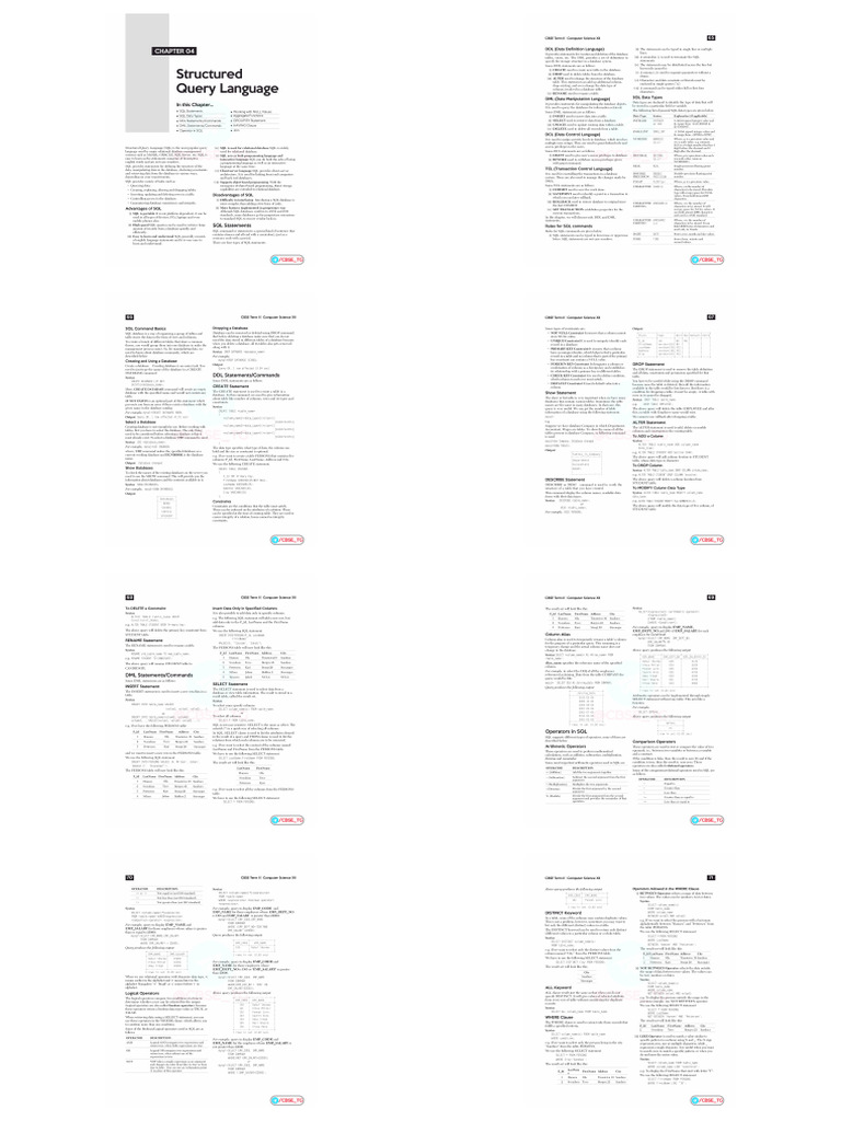 691080919 Xii Sql Full Notes Booklet Pdf 