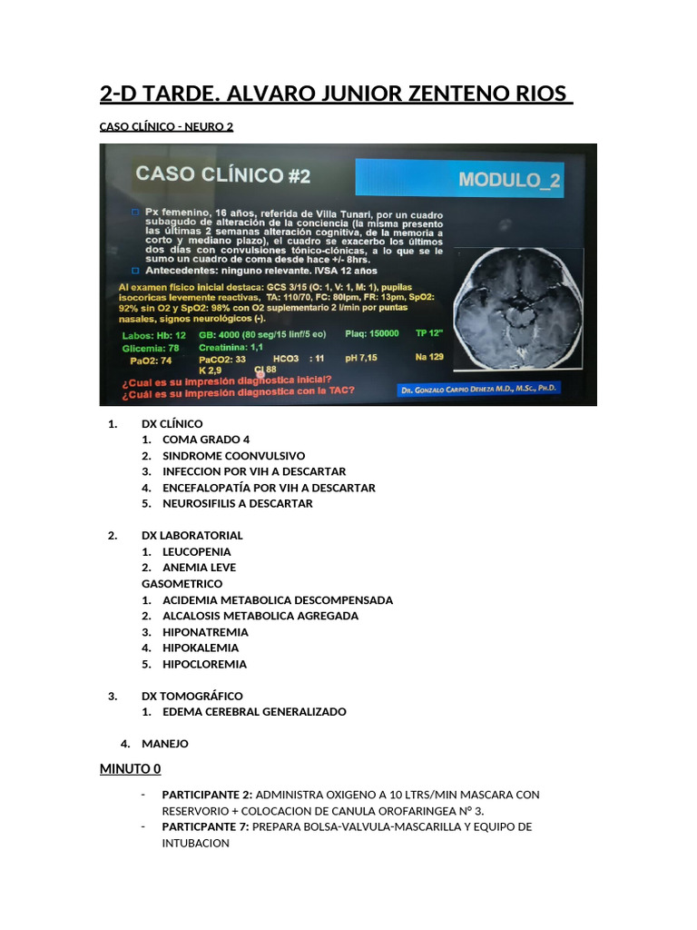 Caso Neuro 2 | PDF | Emergencias Médicas | Especialidades Medicas