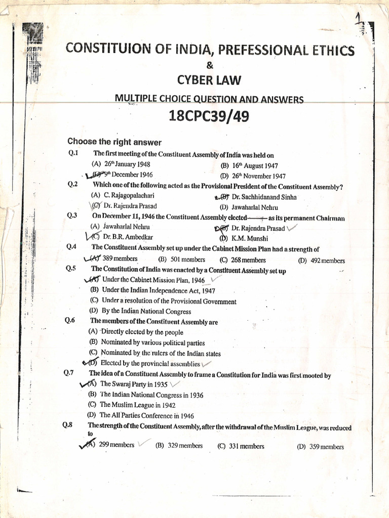 Indian Constitution Question Scan Be 1st | PDF | Indian Nationalism ...