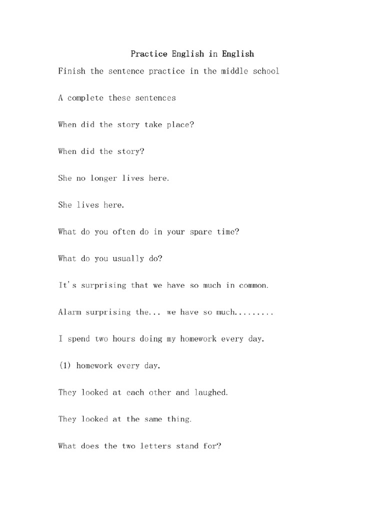 Practice English in English | PDF