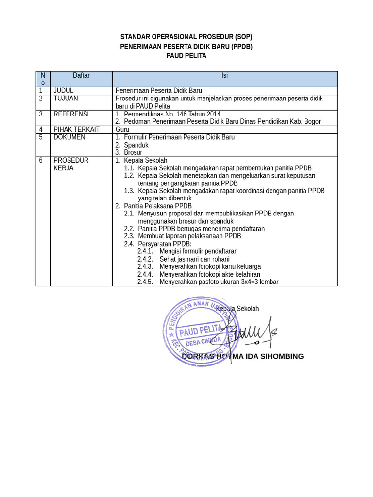 Sop PPDB | PDF