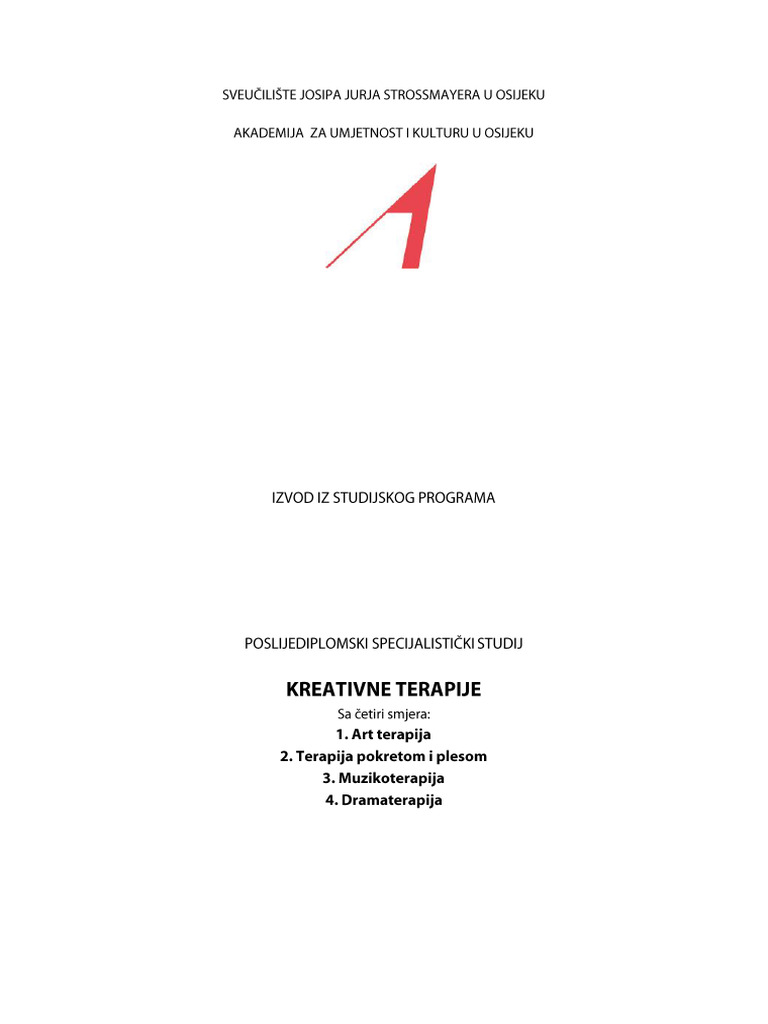 Poslijediplomski Kreativne Terapije Veljaca 2023 | PDF