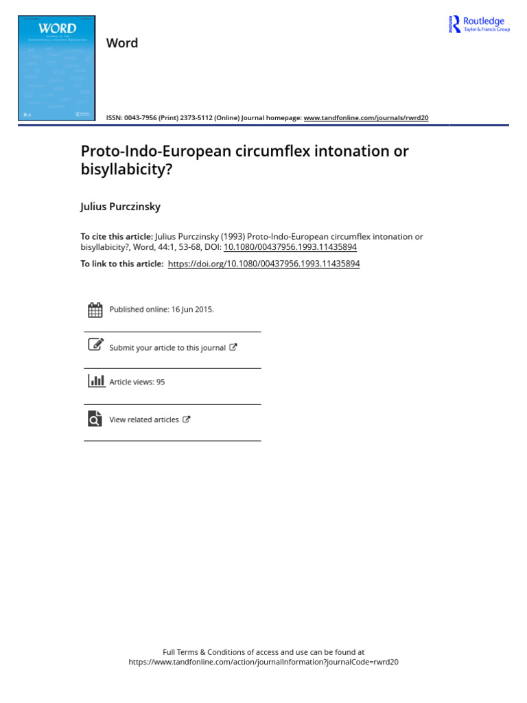 Proto-Indo-European Circumflex Intonation or Bisyllabicity | PDF ...
