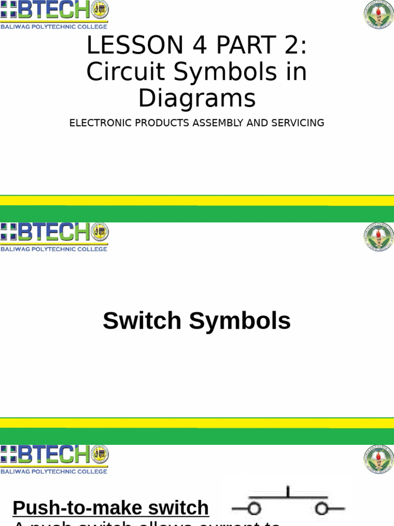 LESSON 4 PART 2 Circuit Symbols in Diagrams | PDF | Switch | Electronics