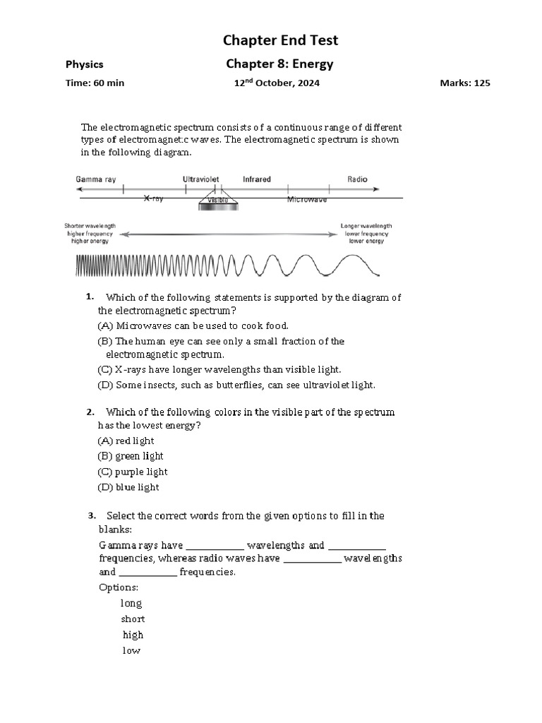 Physics Chapter 8 Energy Test | PDF