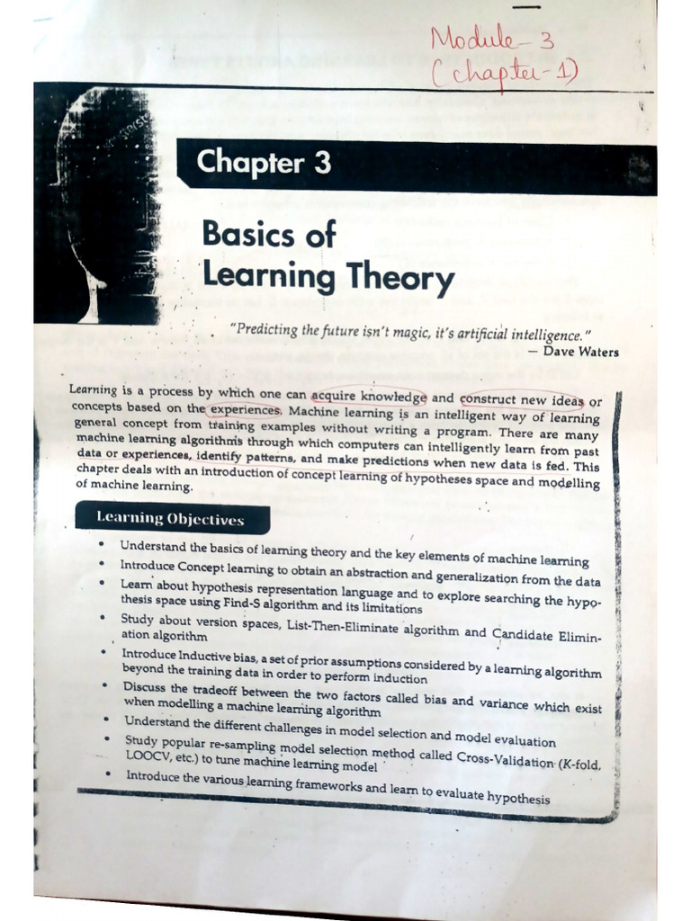 Text Book 2 Module 4 Chapter 2-Basics of Learning Theory | PDF Text Book 2 Module 4 Chapter 2-Basics of Learning Theory | PDF