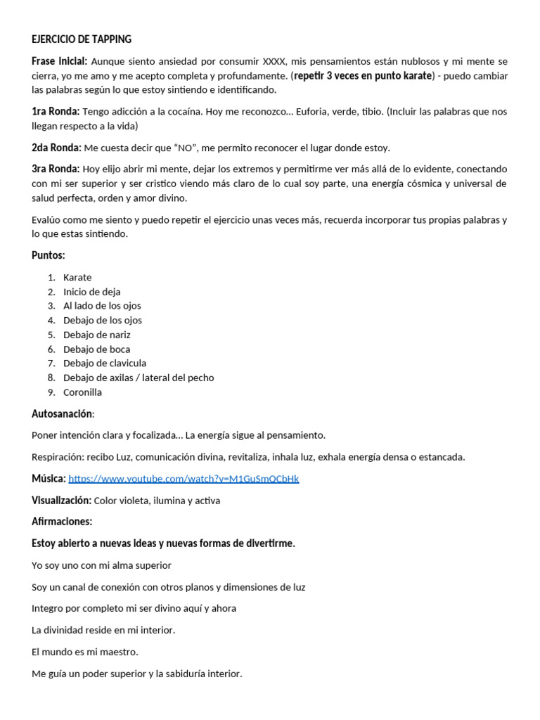 Ejercicios de Tapping | PDF | Relaciones personales, crianza y ...