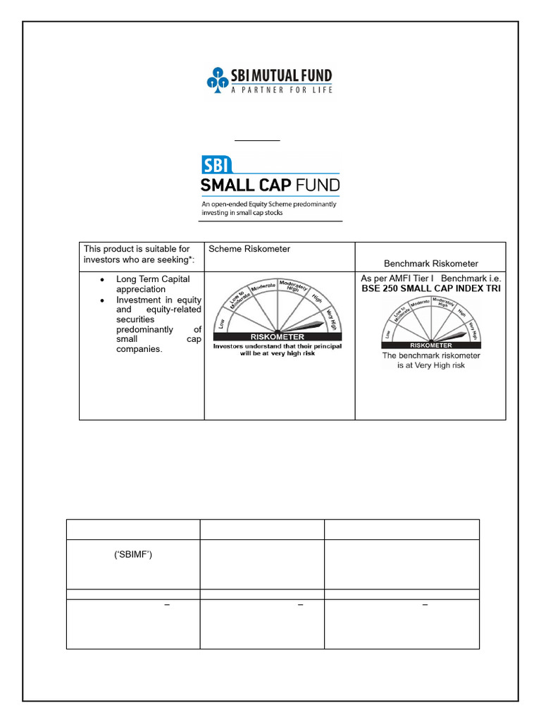 Sid - Sbi Small Cap Fund | PDF | Investment Fund | Derivative (Finance)