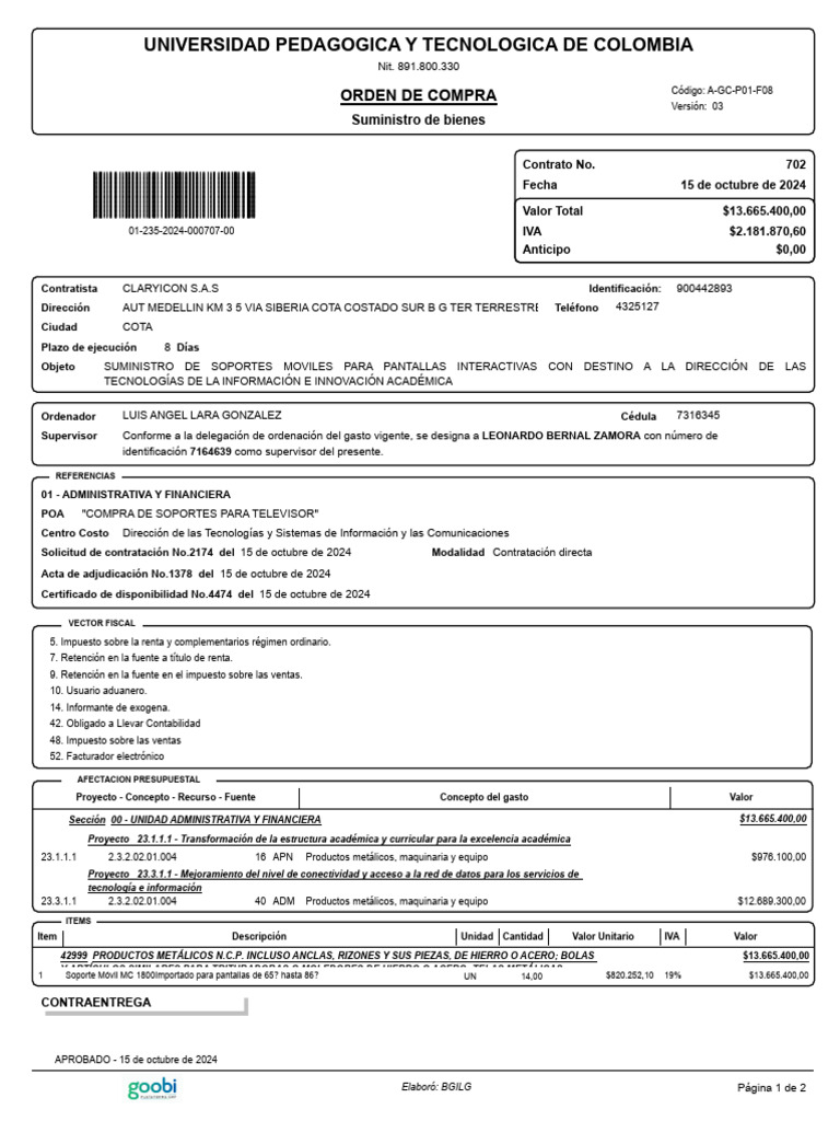 G.ordencompra 702 | PDF