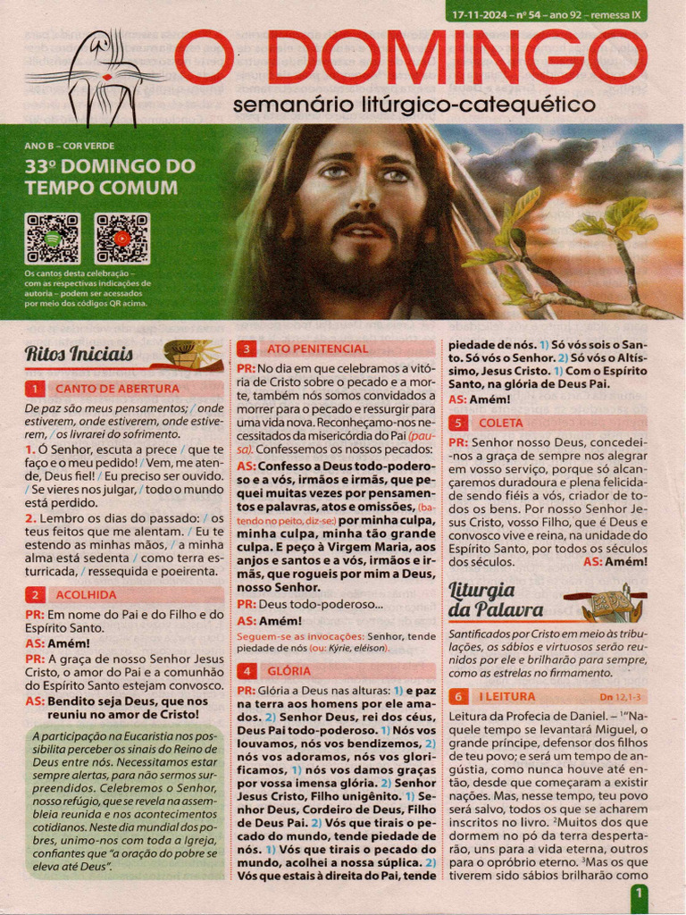 Missa - 33º DOMINGO DO TEMPO COMUM | PDF