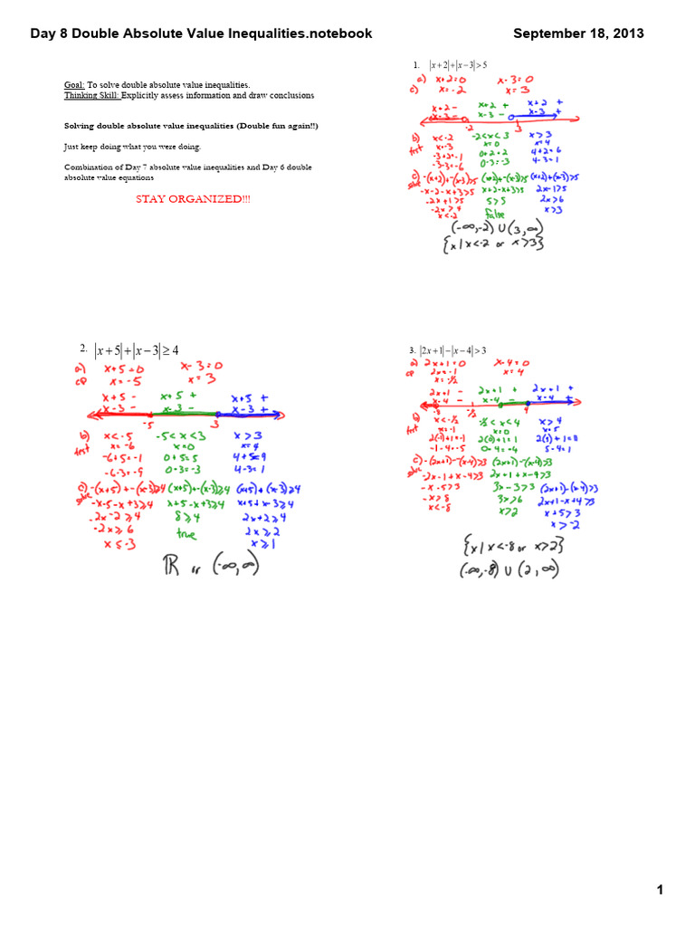 Day 8 Double Absolute Value Inequalities Complete | PDF