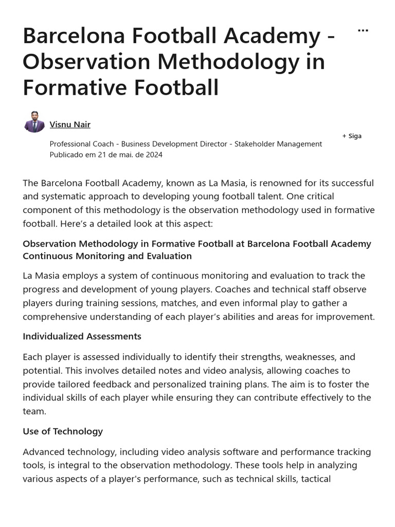 Barcelona Football Academy - Observation Methodology in Formative ...