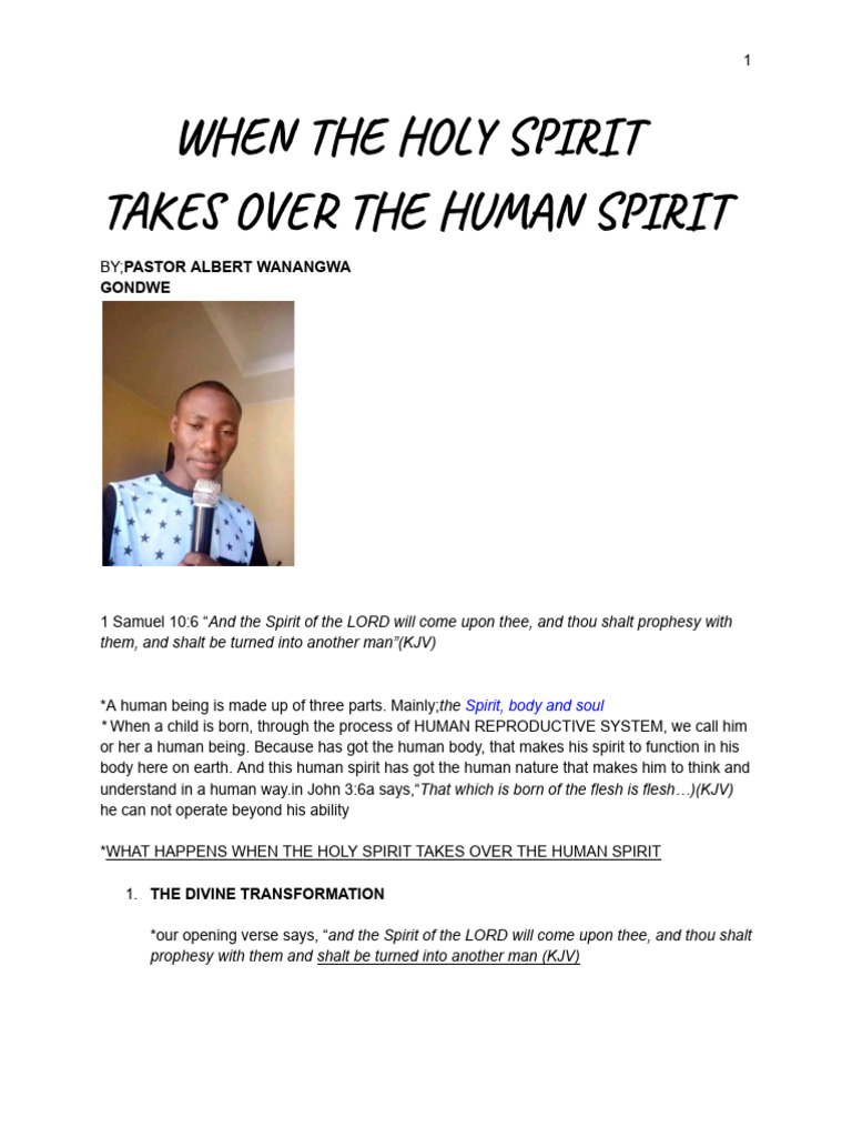 When The Holy Spirit Takes Over The Human Spirit | PDF | Prayer | Prophet