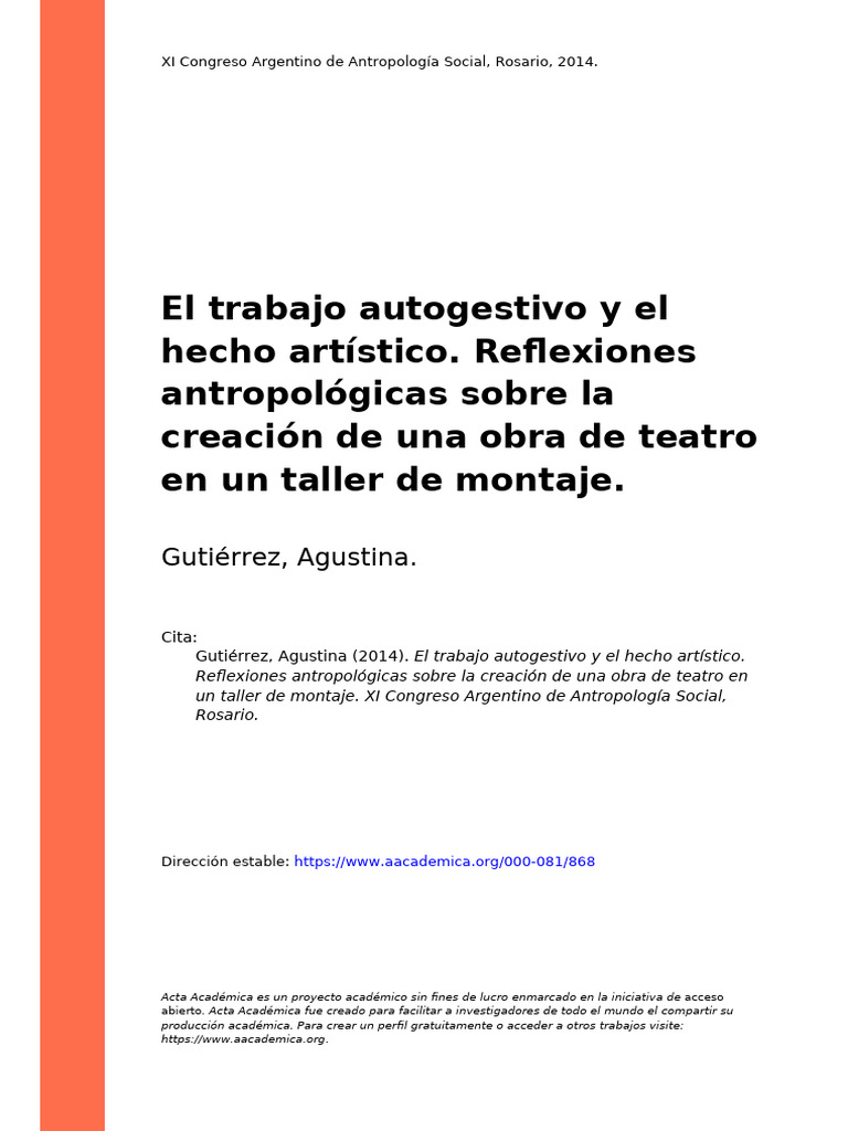 GutiÃ©rrez, Agustina (2014) - El Trabajo Autogestivo y El Hecho Artã ...