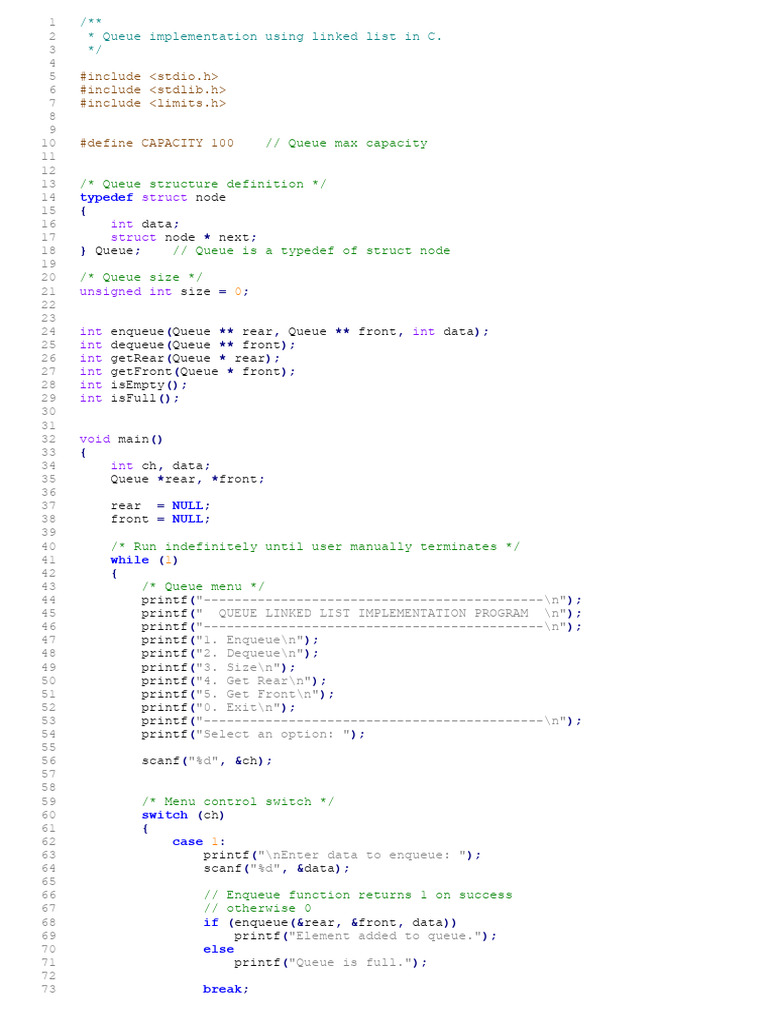 10_Queue With Linked List | PDF | Queue (Abstract Data Type) | C++ 10_Queue With Linked List | PDF | Queue (Abstract Data Type) | C++