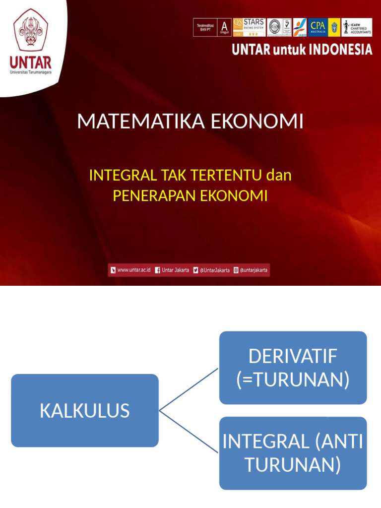 Penerapan Integral Tak Tertentu dalam Ekonomi | PDF | Metode & Bahan Ajar