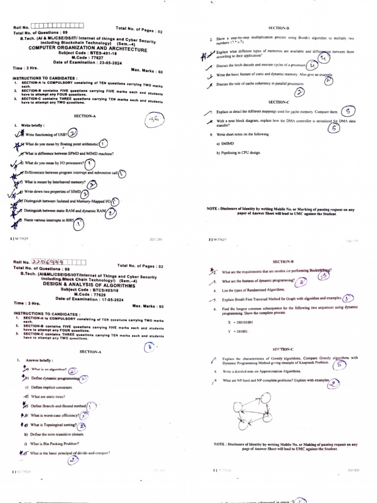 5th Sem PTU Finals | PDF | Computing | Computer Architecture