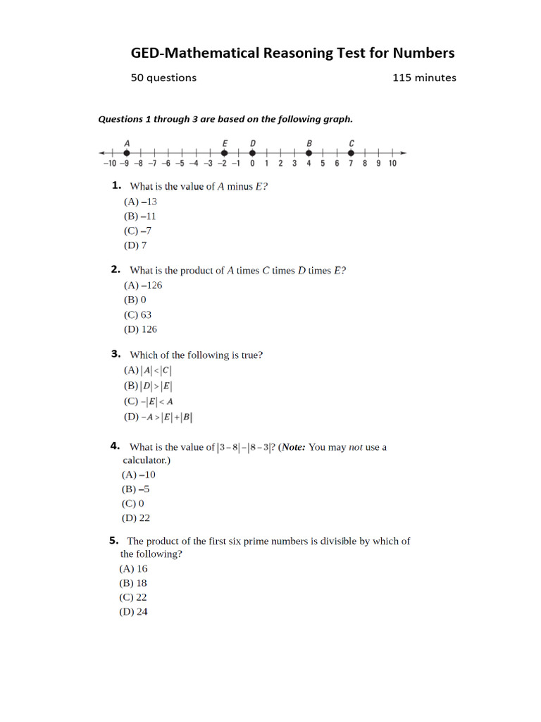 GED Test For Numbers | PDF