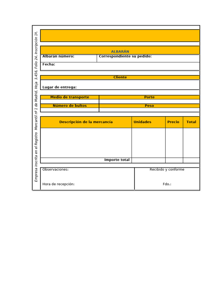 Modelo de Albarán para Descargas | PDF
