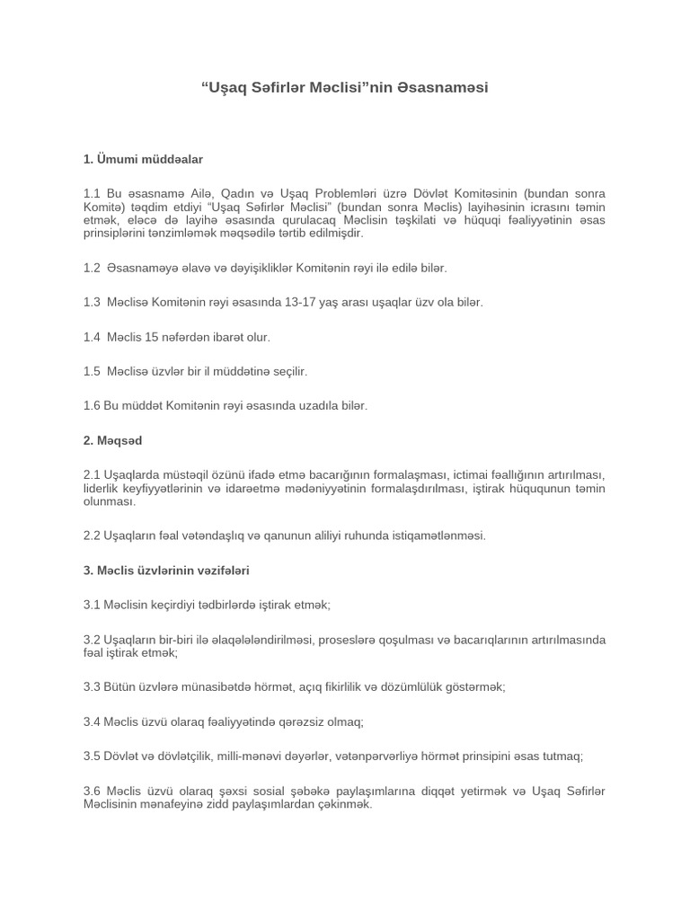 USM Əsasnamə | PDF