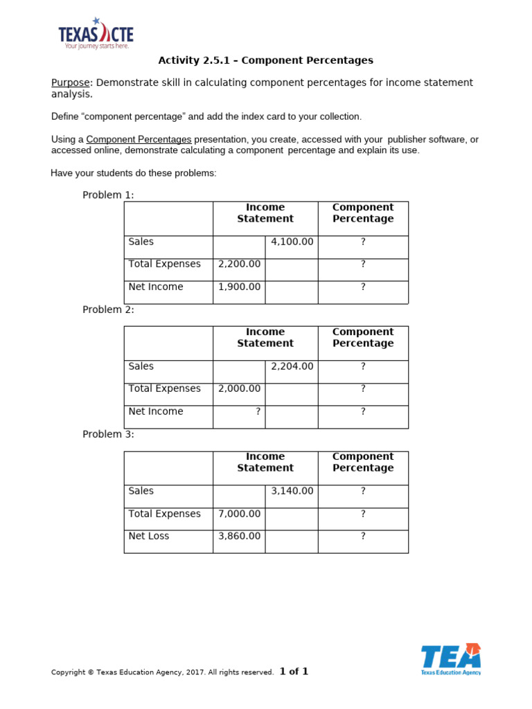 Activity 2.5.1 - Component Percentages | PDF