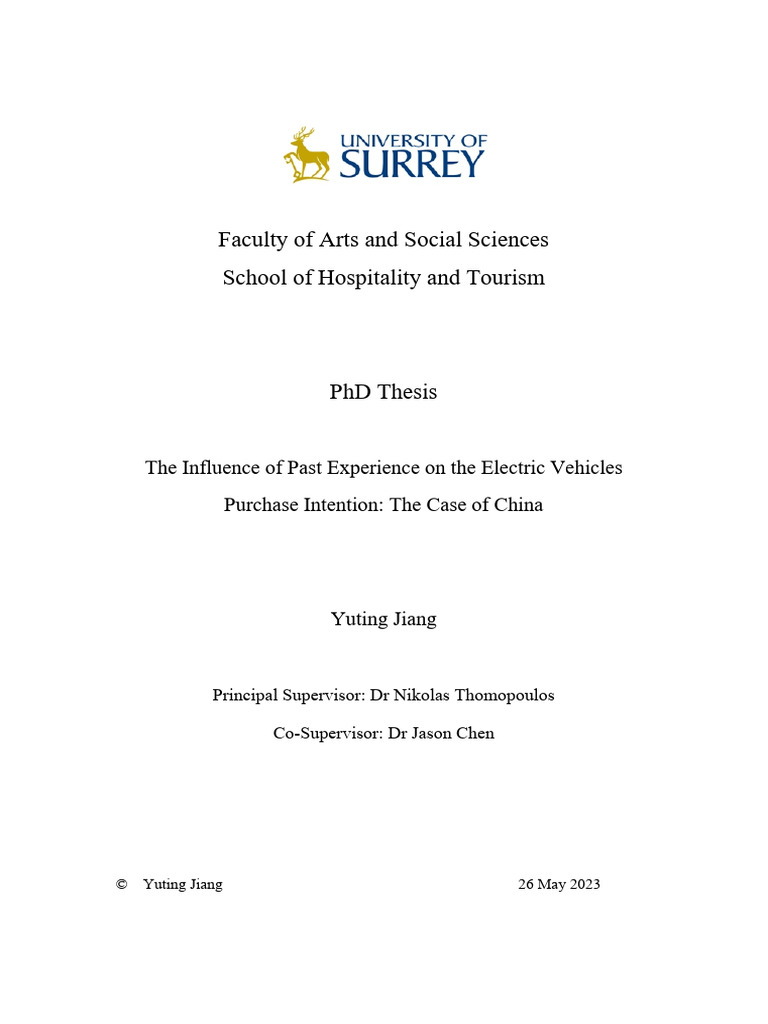 Electric Vehicles Purchase Intention - Jiang Yuting | PDF | Electric Vehicle | Sustainability