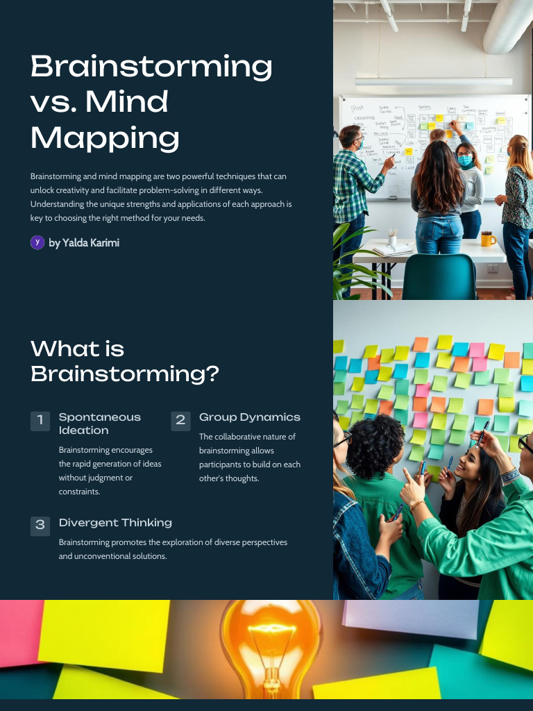 Brainstorming vs. Mind Mapping Guide | PDF | Brainstorming | Creativity